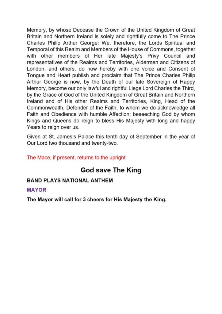 The Proclamation of King Charles III - Great Torrington Town Council